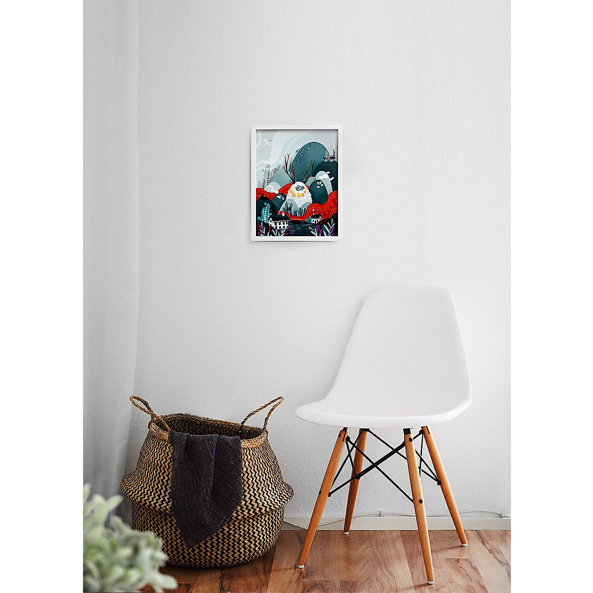 8x10 Scandinavian Art Print Fantasy Yeti Print Miyazaki Anime Design Whimsical Folk Travel Forest Nature Wildlife Illustrated Animal Print Nordic Art Print Studio Ghibli Design Kids Bedroom Home Decor