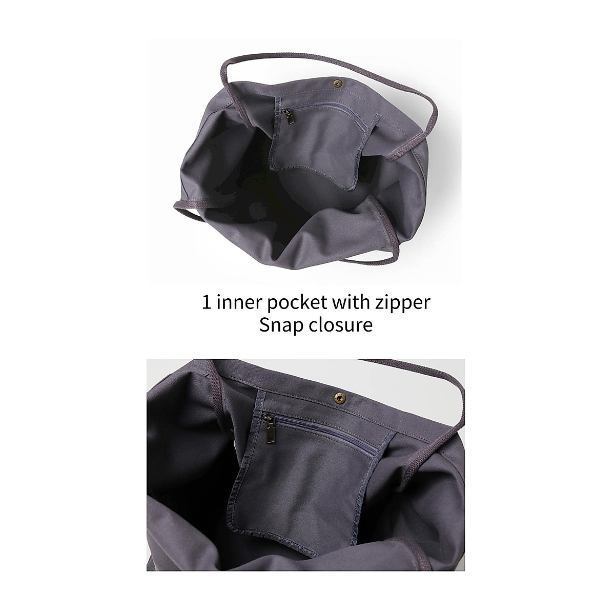 Jeelow Canvas Tote Handbag Shoulder Bag Purse Lightweight Yoga Shopping Travel For Men Women (Grey Purple Oversize)