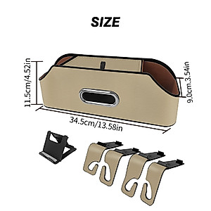 Car Headrest Backseat Organizer,Seat Back Organizer,Hook,Cup Holder,Tissue Box,Phone Holder,Storage Box,Multifunctional Storage for Car Travel Accessories(Off White)