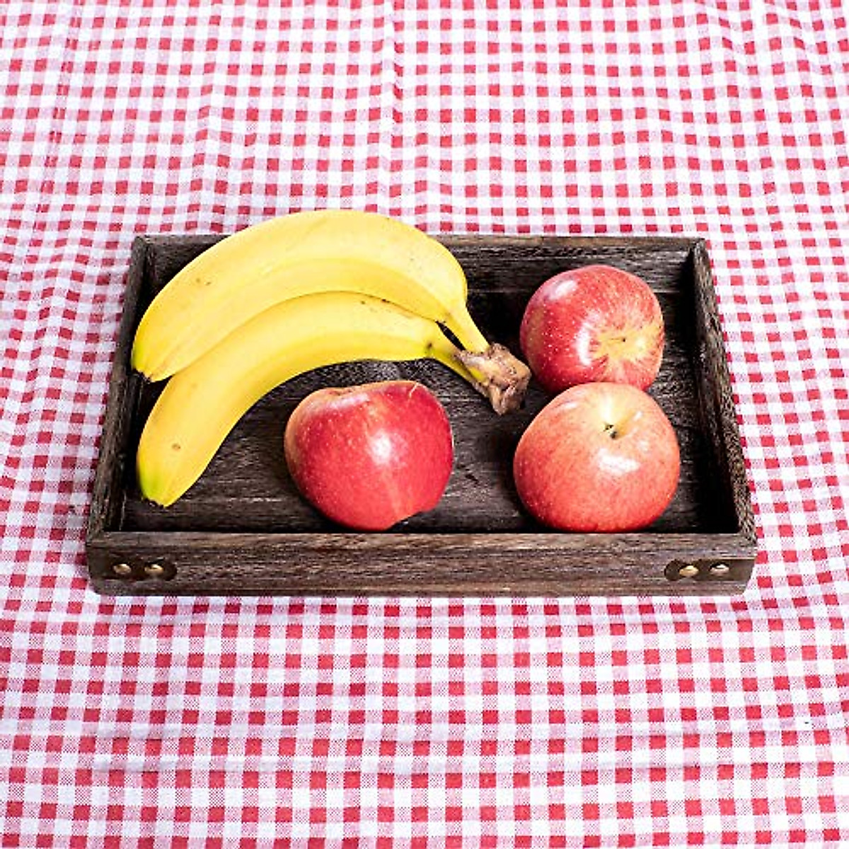 Sufandly Service Tray with Handles, Serve Coffee, Tea, Cocktails, Appetizers, Rectangle Wood Breakfast Bed Tray 11.8X 7.9 Inch