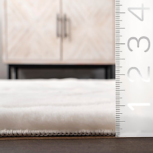 nuLOOM 8' x 10' Cozy Plush SuperiorWash Area Rug, Machine Washable, Non-Slip, Soft Fluffy Shag Carpet for Living Room Bedroom Kids Room Nursery Home Decor, Camari White