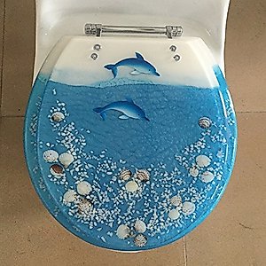 Heavy duty Dolphin Aquarium Round Toilet Seats with Cover Acrylic Seats.("17 Inch)