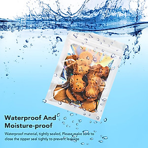 Jazpyne smell proof bags 300 Pack holographic bags Resealable mylar bags (3 Sizes: 5x8 + 4x6 + 3x5 Inch: Each 100 pcs) White