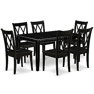 East West Furniture DUCL7-BLK-W Dining Table Set, 7-Piece