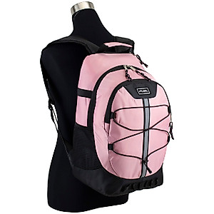 FUEL Hiking Backpack for Women Men Terra Sport, Travel, College, Gym, Work with Laptop Sleeve, Bungee, 18 Inches, Pink