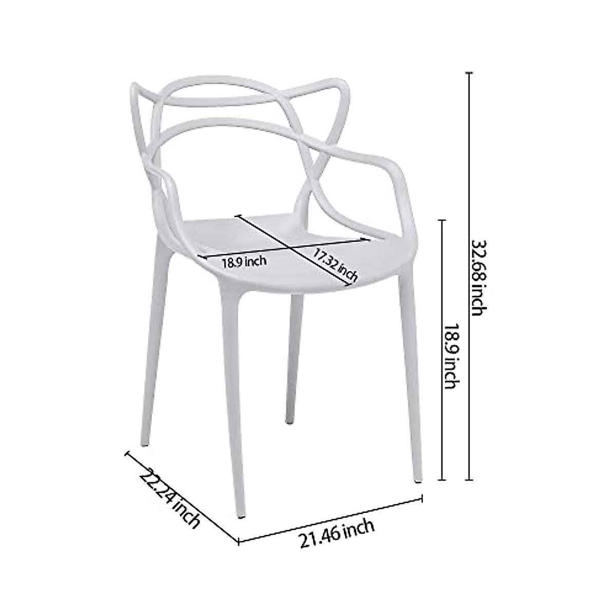 CangLong Cross Back Dining Chair Casual Chair for Restaurants, Cafes, Kitchens, Dining Rooms Set of 2, Gray