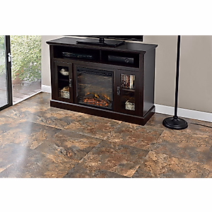 Majestic Self Adhesive 18-Inch Square Vinyl Floor Tiles, 10 Tiles - 18" x 18", Rustic Copper Slate Pattern - Peel & Stick, DIY Flooring for Kitchen, Dining Room & Bathrooms by Achim Home Decor