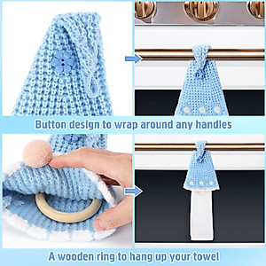 Vansolinne Spring Crochet Towel Toppers Crochet Hanging Towel Holders Spring Gnome Flowers Decorative Kitchen Towel Hangers for Tea Hand Towels Crochet for Easter Mother's Day New Home Gift 2PCS