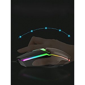 Guiheng Wired Gaming Mouse, Optical USB Mice for Laptop/Desktop, 800 to 1600 and RGB Light, Ergonomic with 4 Programmable Buttons for Computer Windows 7/8/10/XP Vista Linux Chromebook PC