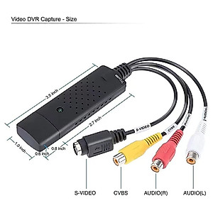 Siiqiico VHS to Digital Converter, Video Grabber USB Capture Card,, USB 2.0 Video Audio Grabber, Audio Video Digitize Converter Adapter VCR to DVD Converter for Windows/Mac (VHS to Digital)