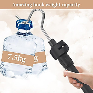 UEGHNS Clothes Hanger Reaching Hook, Clothing Pole Reach Hook Telescopic 36-62inch Easy Storage and Lightweight S-Hook Hang Christmas Lights Pole Heavy Duty Sturdy and Durable.