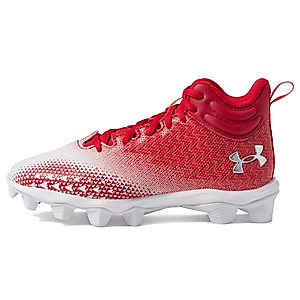 Under Armour Boy's Spotlight 3.0 Rubber Molded (Toddler/Little Kid/Big Kid) Red/White/Metallic Silver 4.5 Big Kid M