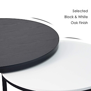 Usinso Round Coffee Tables,2 Round Nesting Table Set Circle Coffee Table with Storage Open Shelf for Living Room Modern Minimalist Style Furniture Side End Table of Stable(Black & White)