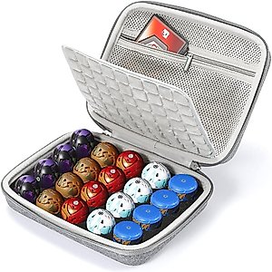 RAIACE Hard Carrying Case Compatible with Bakugan Figures, BakuCores and Small Dolls, Toy Organizer Storage Box with Mesh Pocket. (Case Only)-Black(Gray Lining)