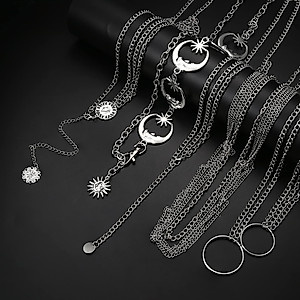 HAIAISO 5PCS Belly Waist Chain Multi-layer Metal Waist Chain Adjustable Body Link Belts Summer Bikini Sexy Waist Body Chain Jewelry for Women(Silver)