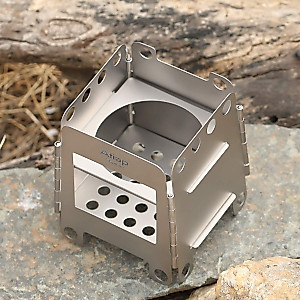 ATiAP Titanium Wood Burning Stove, Foldable Camping Backpacking Stove, Portable Wood Stove Alcohol Stove for Outdoor Camping Picnic BBQ