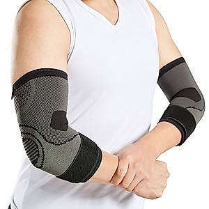 Bodyprox Elbow Brace with Strap for Tendonitis 2 Pack, Tennis Elbow Compression Sleeves, Golf Elbow Treatment