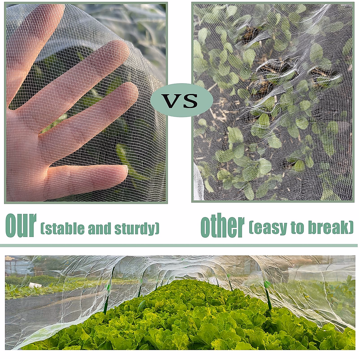 TLSTGO 2 Pack 10X33FT Garden Mesh Netting, Plant Netting for Birds and Animals Garden Netting for Raised Beds Ultra Fine Row Cover Mesh Netting for Vegetables Fruit Trees