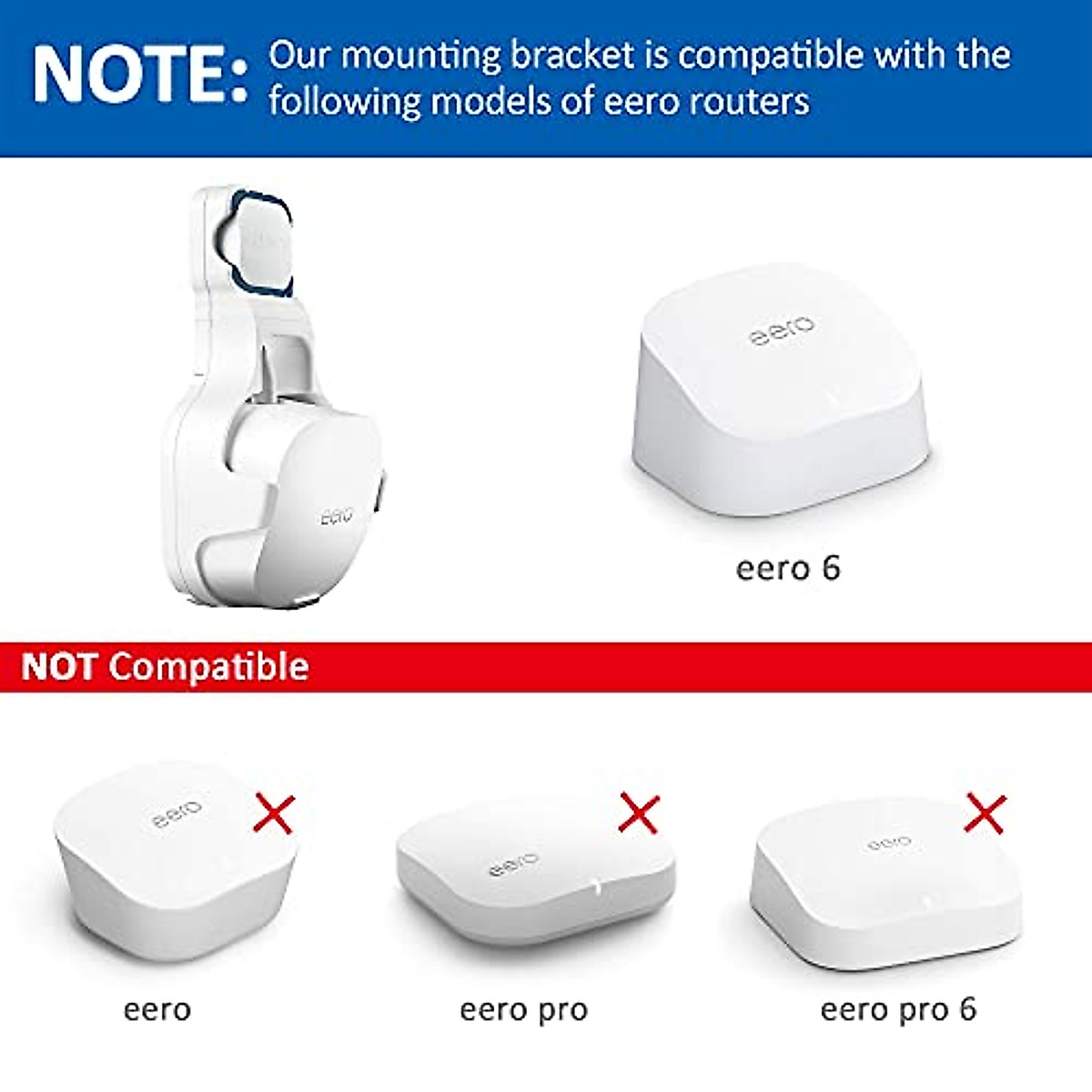 STANSTAR Wall Mount for Eero 6 Dual-Band Mesh Wi-Fi 6 Router, Sturdy Outlet Brackets Holder, Space Saving, Cord Management for Eero 6 Router Without Messy Wires and Screws (3Pack)