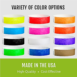 WristCo Variety Pack ¾” Tyvek Wristbands – 500 Pack | Green, Yellow, Red, Orange, Blue | Waterproof Paper Bracelets for Concerts & Events