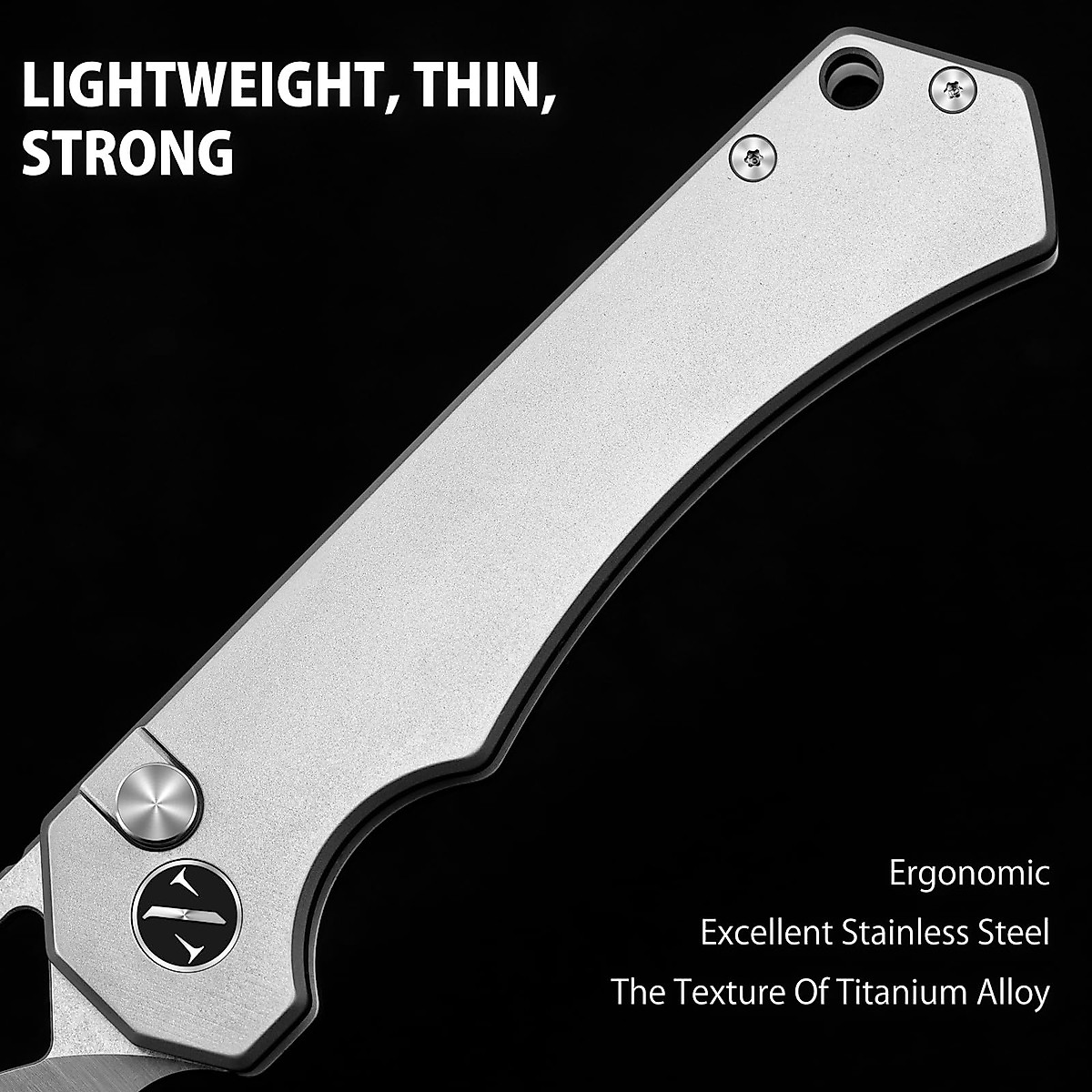 NedFoss COUGAR Folding Pocket Knife, 2.98" Sandvik 14C28N Blade, Lightweight Steel Handle, Sharp Button Lock Knife for EDC, Steel Pocket Clip, Razor Utility knife, Pocket Knife for Men and Women