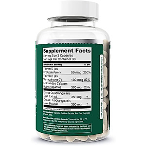 Essential Elements Bone Boost Bone Health Supplement - Bone Support and Calcium Supplement with Vitamin D 3, K2, Cissus Quadrangularis for Bone Strength - 90 Capsules (30 Day Supply)