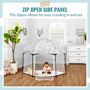 Dream On Me Onyx Playpen Set with Canopy, Storm Grey