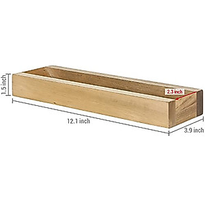 MyGift Natural Solid Acacia Wood Vinyl Album Record Holder Storage Shelf, Wall Display Rack with Angle Design, Set of 2