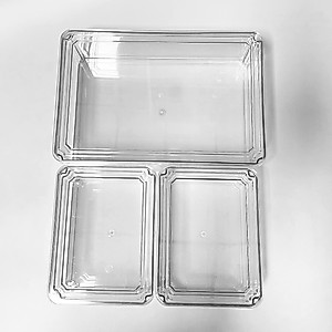 Refrigerator Organizer Bins with Lips BOPEY BPA Free Stackable Plastic Clear Food Storage Bin Multipurpose Box for Freezer Fridge Kitchen Pantry Countertop Dresser, 3-pack(2 Medium 1 Large)