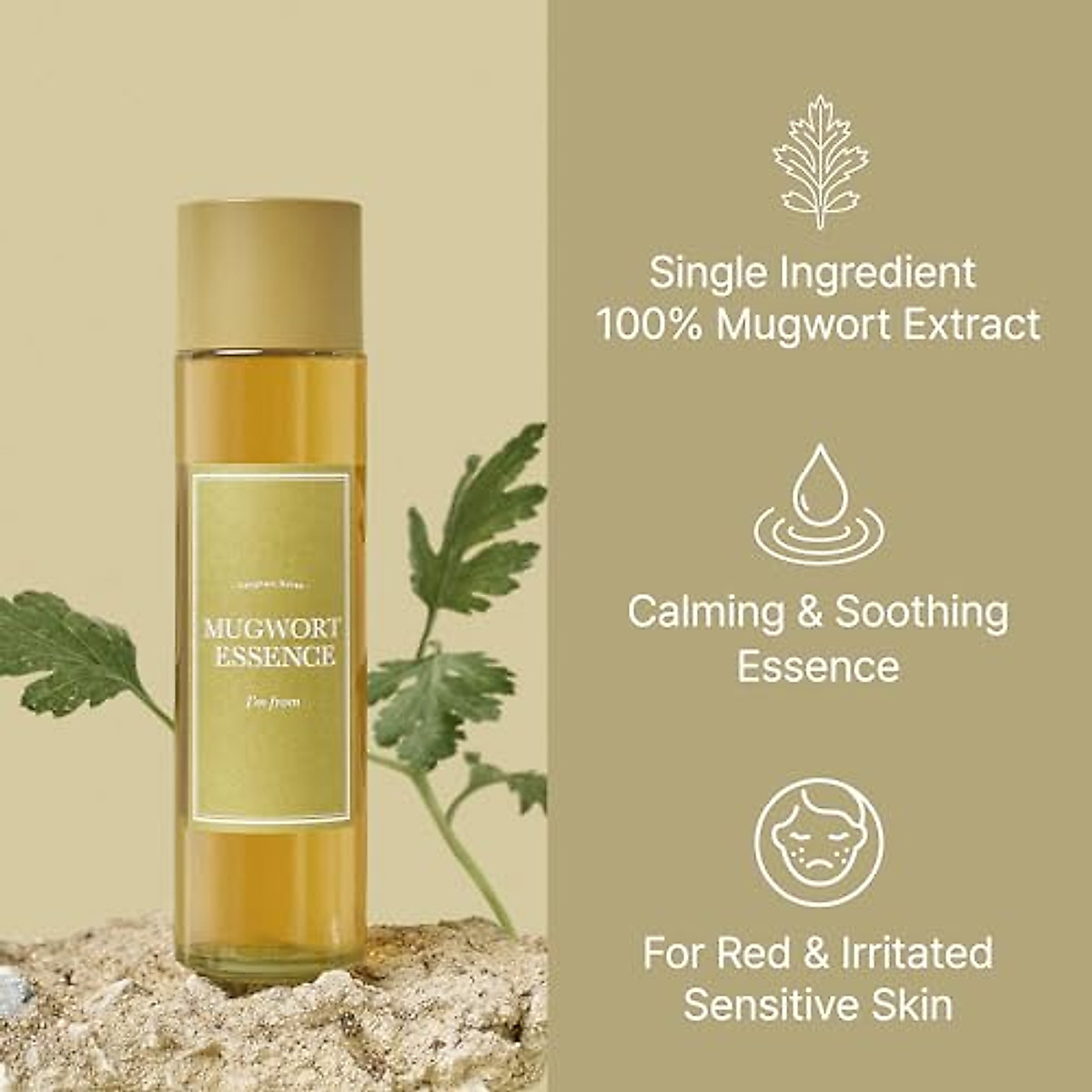 [I'm From] Mugwort Essence 5.4 Fl Oz | 100% Vegan Mugwort Extract - Soothe Sensitive and Irritated Skin, Redness Relief, Refreshing, Korean Hydrating toner | All Skin Types, PETA approved