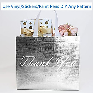 HUANN 12 Pcs Silver Gift Bags Large Wedding Gift Bags with Handle Glossy Reusable Gift Bags Shine Non-Woven Gift Bags for Wedding Christmas Party, 13 x 5 x 11 Inch