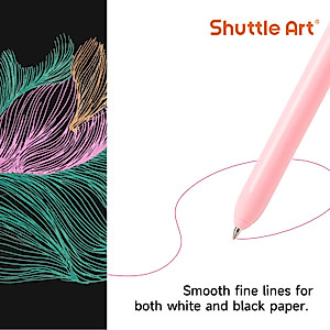 Shuttle Art Colored Retractable Gel Pens, 10 Pastel Ink Colors, Cute Pens 0.7mm Fine Point Quick Drying for Black Paper Writing Drawing Journaling Note Taking School Office Home