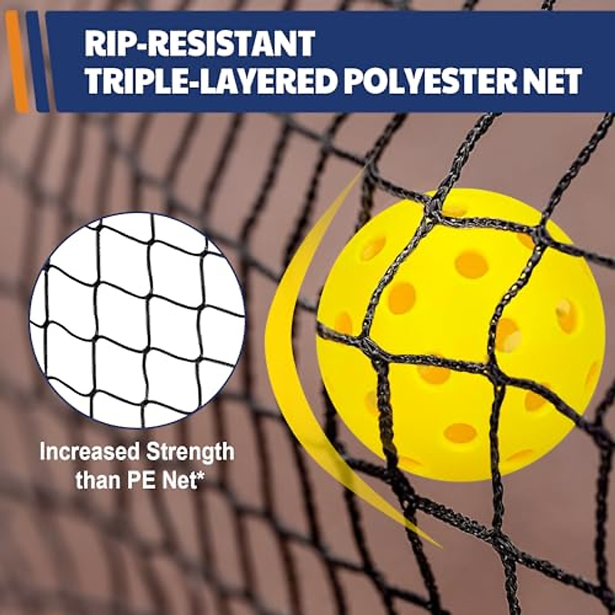 JAYA Portable Pickleball Net, IPF Standard 22FT, Steady Metal Frame, Easy Setup, Suitable for Driveways and Backyards Ginger Yellow with Black