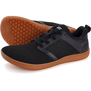 Joomra Men's Zero Drop Barefoot Trail Running Sneakers Minimalist Tennis Shoes Flat Wide Marathon Cross Trainer Size 12.5 Trekking Male Workout Sneakers Walking Zapatos para Hombres Black/Gum 46