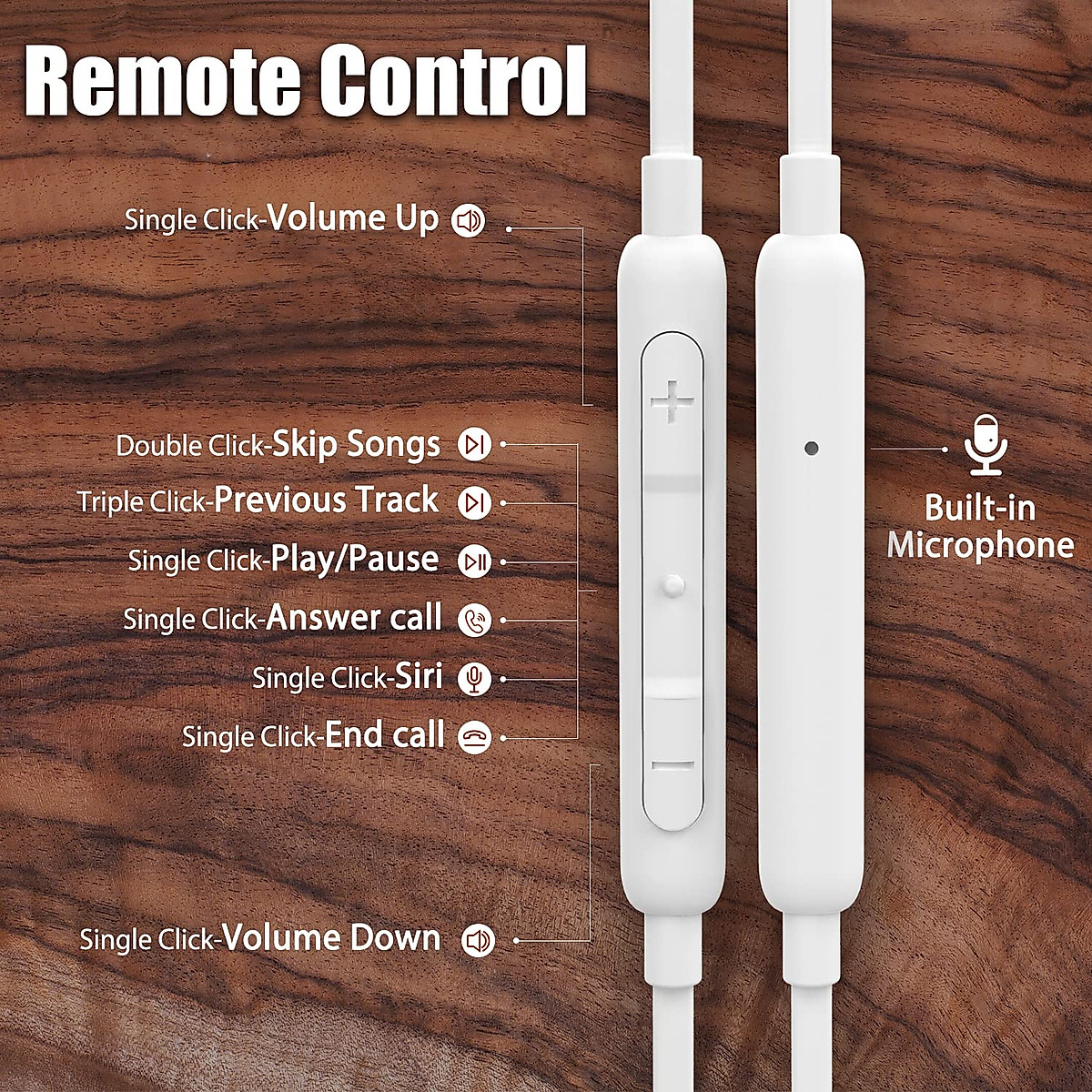 Lightning Headphones ADPROTECH Wired Earbuds Wood MFi Certified Earphones in-Ear Magnetic Headset with Microphone and Volume Controller Compatible iPhone 14 13 12 11 Pro Max iPhone XS Max XR Rose Gold