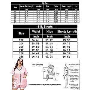SWOMOG Women's Plus Size Silk Pajamas Button Down Top Pj Satin Shorts Loungewear 2 Pieces Short Sleeve Sleepwear with Pockets Pink