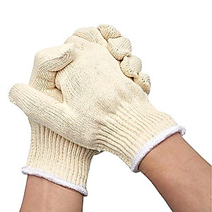 EBLAELEL Safety gloves white cotton bbq heat liners grilling work glove men cooking women knitted cotton Pack of 12