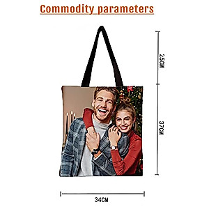 EAQ Personalized Tote Bag Custom Canvas Bag with Photo Reusable Canvas Tote Bags for Daily Use Gifts-Black-Tote Bag