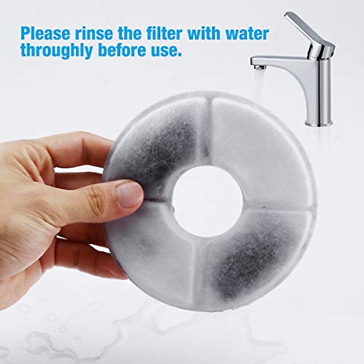 isYoung 8 Pack Replacement Round Filter - Compatible with isYoung Cat Fountain 1.6 L and Others (8 PACK)