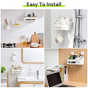 Uten Shower Caddy Suction Cup Shower Shelf Suction Shower Basket & Toothbrush Holder, 3-in-1 Bathroom Shelves Easy Installation Removable Powerful Shower Organizer, Waterproof Shower Storage.