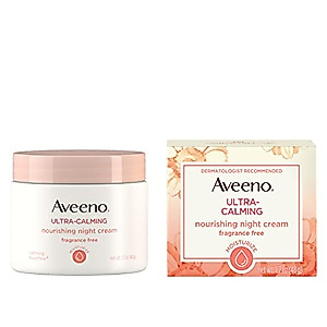 Aveeno Ultra-Calming Nourishing & Moisturizing Face & Neck Night Cream for Dry, Sensitive Skin with Calming Feverfew & Nourishing Oat, Non-Comedogenic, Oil-Free & Hypoallergenic, 1.7 oz (Pack of 3)