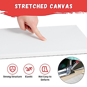 Simetufy 8x10 Inch Stretched Canvas for Painting, 12 Pack 100% Cotton Professional Blank Canvas, Canvases for Painting Using Acrylic Paint or Oil (Pre-Primed)