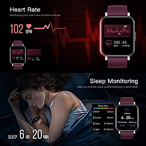 EURANS Smart Watch 41mm, Full Touchscreen Smartwatch, Fitness Tracker with Heart Rate Monitor & SpO2, IP68 Waterproof Pedometer Watch for Women Men Compatible with iOS & Android Phones