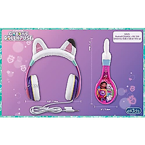 eKids Gabbys Dollhouse Headphones for Kids, Wired Headphones for School, Home or Travel, Tangle Free Toddler Headphones with Volume Control, 3.5mm Jack, Includes Headphone Splitter
