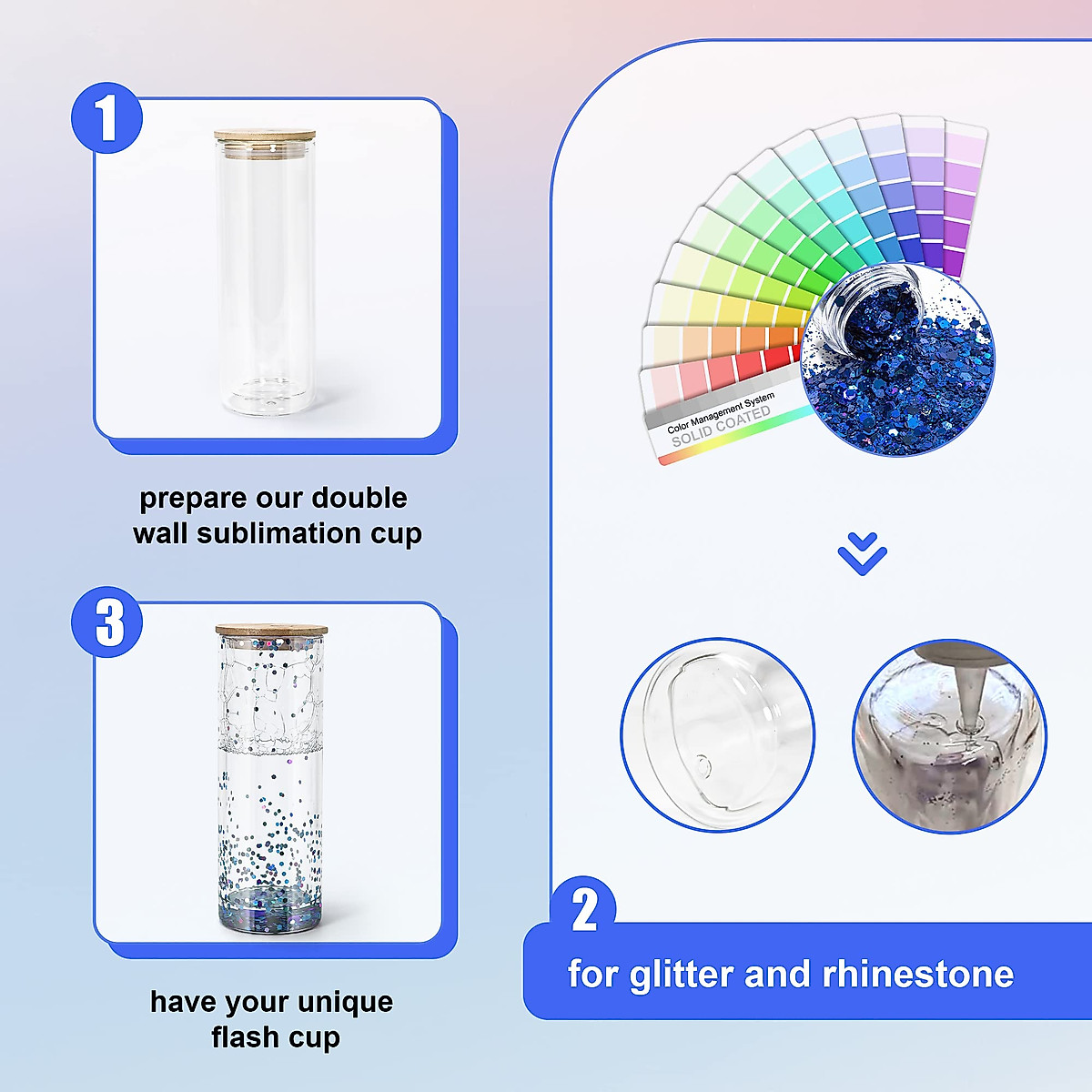 AGH 25OZ Snow Globe Glass Tumbler,2 Pack Sublimation Glass with Bamboo Lids and Straws, Double Wall Sublimation Beer Can Glasses Can Shaped Tumblers with Pre Drilled Hole for DIY