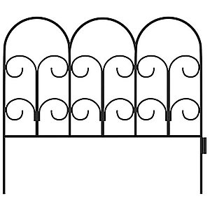 Garden Edging Border- Flower Bed Fencing for Landscaping- Iris Fence, 5 Piece Set of Black Interlocking Outdoor Lawn Stakes by Pure Garden (8Â’)