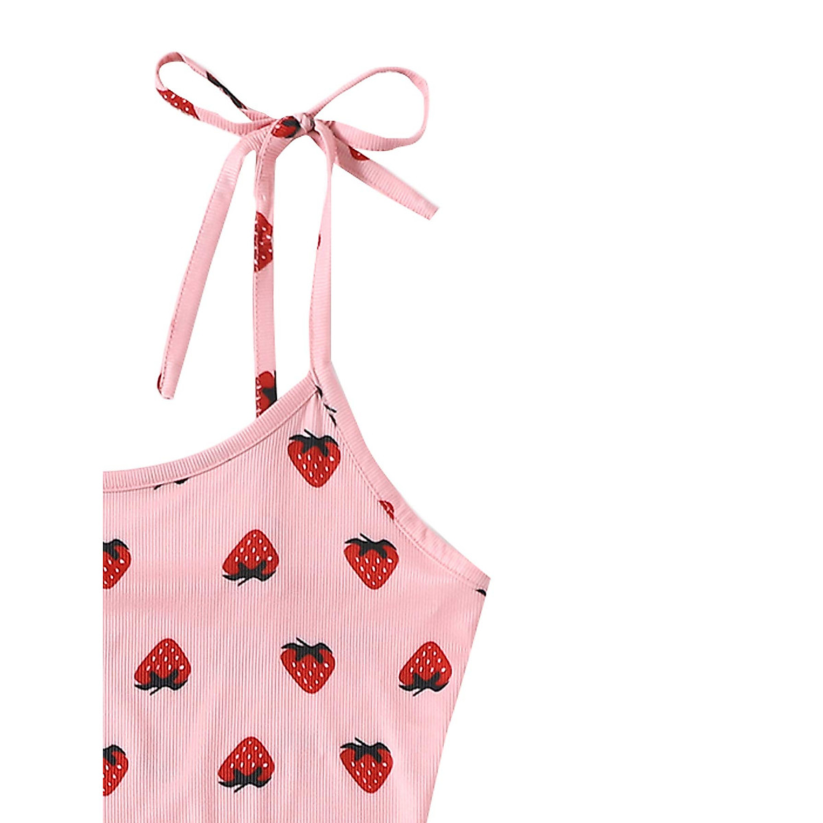 SweatyRocks Women's Summer Strawberry Print Cami Top and Shorts Sleepwear Pajamas Set Strawberry Pink S