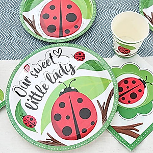 Ladybug Birthday Party Supplies - (Serves 24) - Ladybug Dinner Plates, Dessert Plates, Cups, Napkins. Ladybug decorations for Kids, Boys, Girls and More.