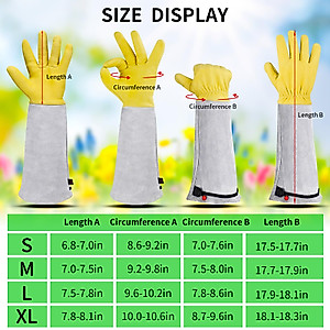 Supersfel Gardening Gloves for Women/Men, Rose Pruning Thorn-Proof Gloves Long Leather Garden Gloves with Adjustable Cuff, Ladies Light Protective Gloves for Yard & Outdoor Work