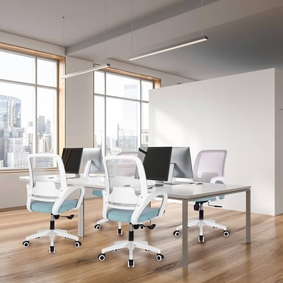 NEO CHAIR Office Chair Ergonomic Desk Chair Mesh Computer Chair Lumbar Support Modern Executive Adjustable Rolling Swivel Chair Comfortable Mid Black Task Home Office Chair (Pastel Mint)